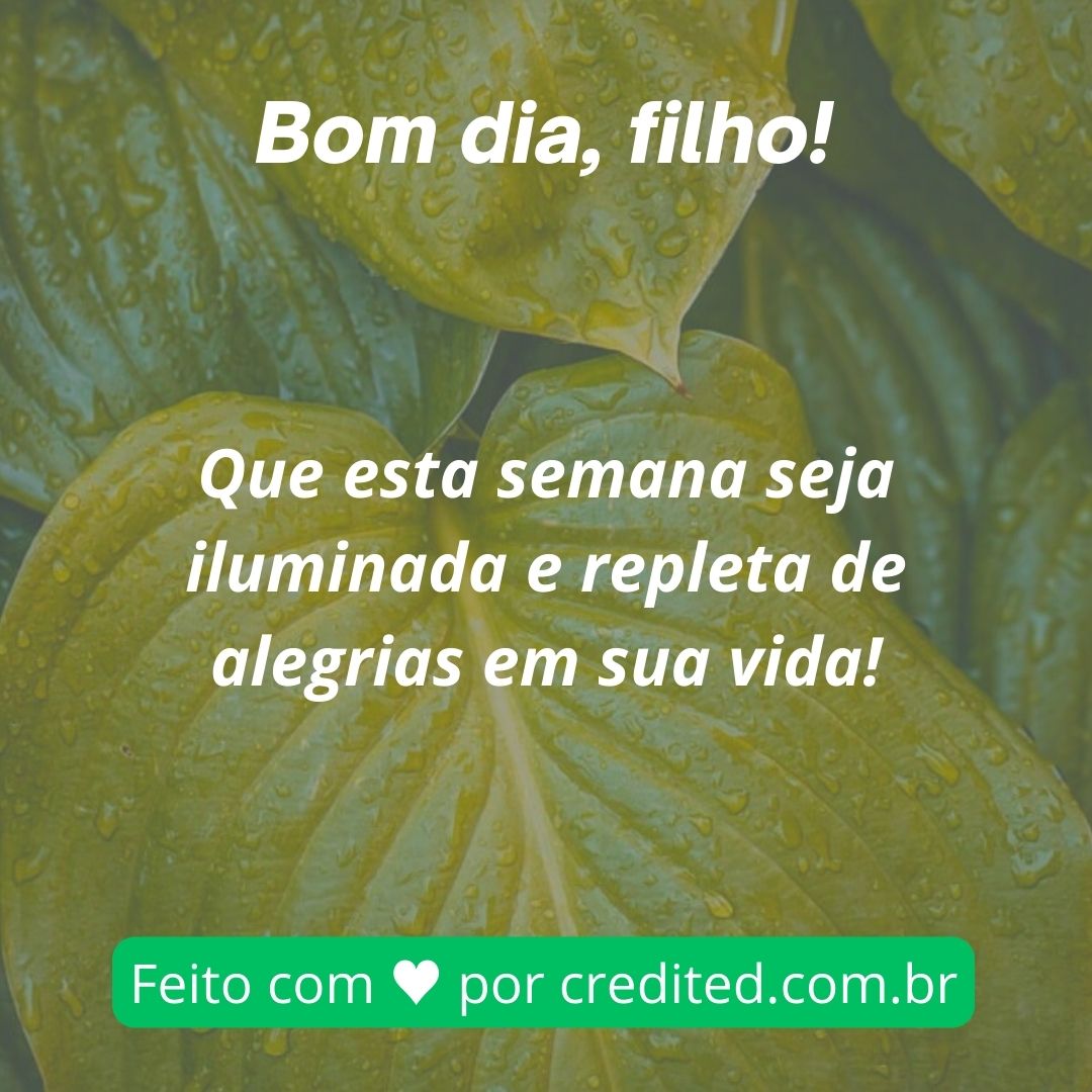 Imagens de Bom Dia Filho para WhatsApp - Credited