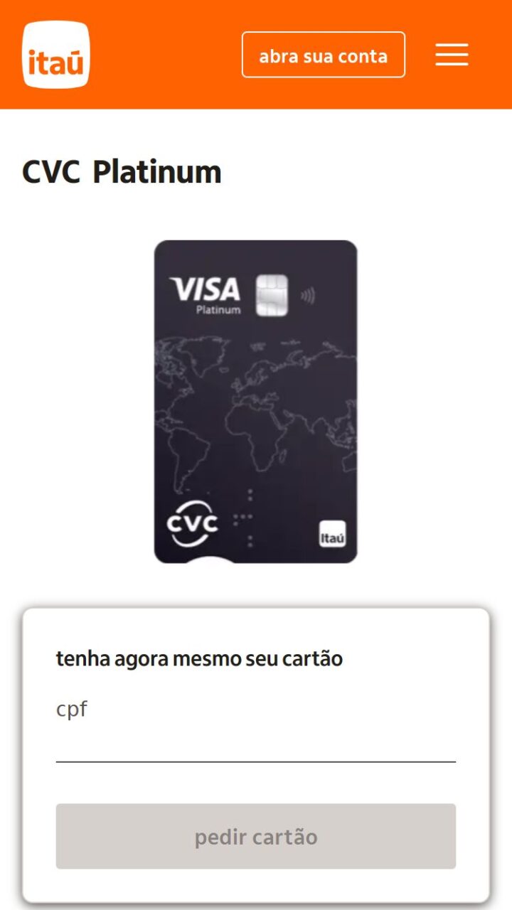 Cartão de crédito CVC Visa Platinum: veja como solicitar